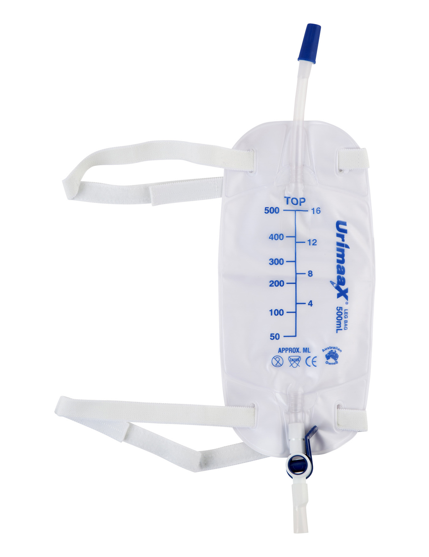 Urimaax Leg Bag Sterile 6cm Tube Flip Tap 500ml - BrightSky Australia